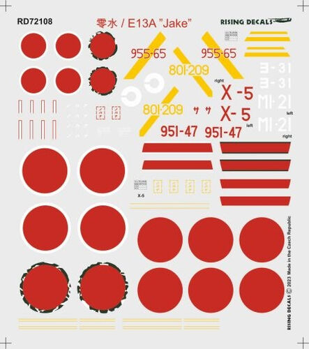 Rising Decals RD72108 Aichi E13 A-1 Jake Floatplanes (6 schemes)