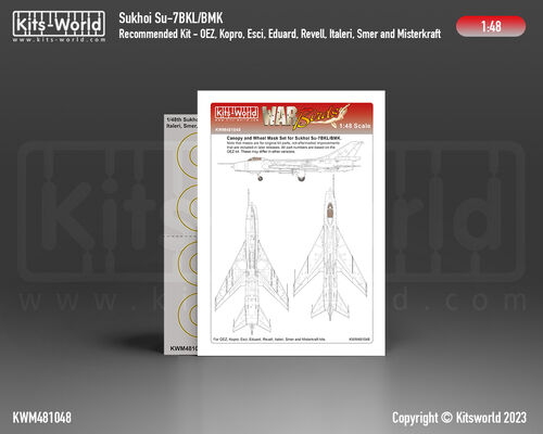 Kits World M481048 Sukhoi Su-7 - Canopy and Wheel Masks (for Eduard, Esci, Italeri, Kopro (ex KP), Misterkraft, OEZ, Smer and Revell kits)