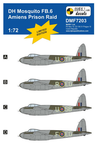Mark I Decals DMF7203 de Havilland Mosquito FB.VI - Amiens Prison Raid