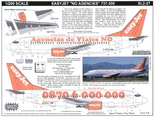 Scaleliners SL2-27 Boeing 737-300 - EasyJet G-EZYG Phone and Agencias de Viajes