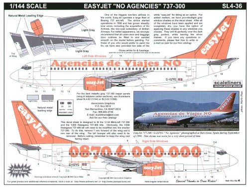 Scaleliners SL4-36 Boeing 737-300 - EasyJet G-EZYG Phone and Agencias de Viajes