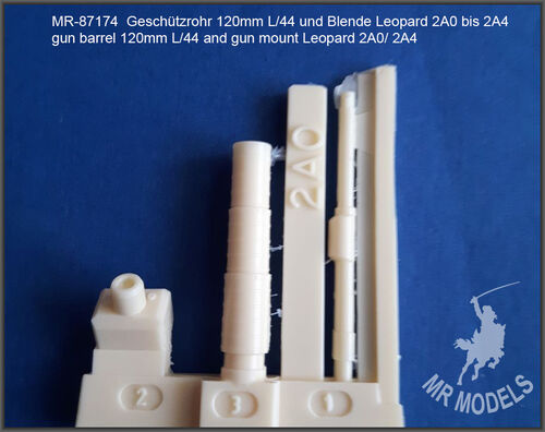 MR Modellbau 87174 Gun Barrel 120mm L/44 And Gun Mount For Leopard 2A0/2A4
