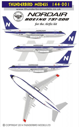 Thunderbird Models 144001 Boeing 737-200 - Nordair Decals (for Airfix kits)