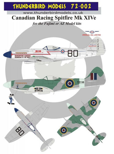 Thunderbird Models 72002 Supermarine Spitfire Mk.XIV e - Racing Decals (for Fujimi and AZ Models kits)