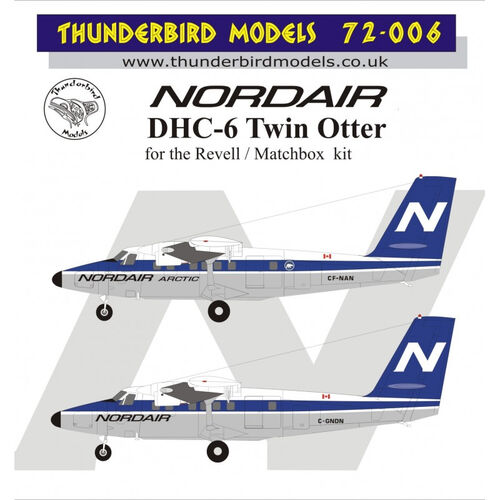Thunderbird Models 72006 de Havilland Canada DHC-6 Twin Otter - Nordair Decals (for Revell and Matchbox kits)