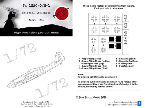 DEAD Design Models NM72123 Focke-Wulf Ta 152 C-0 / H-1 - National Insignia (for Hasegawa and Dragon kits)