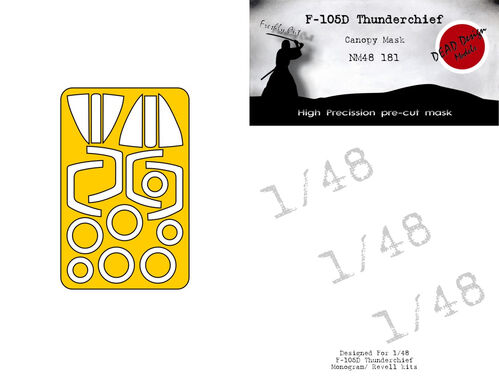 DEAD Design Models NM48181 Republic F-105 D Thunderchief - wheels and canopy frame paint mask (outside only) (for Monogram and Revell kits)