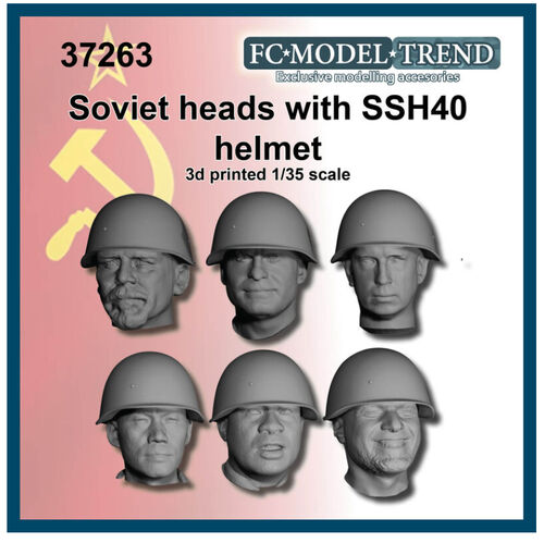 FC ModelTrend 37263 Soviet WWII Solider Heads with SSH40 Helmet (3D-printed)