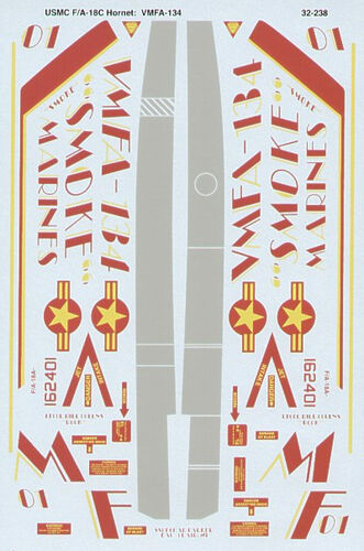 Superscale 32238 McDonnell Douglas F/A-18+ Hornet - 162401 MF/01 VMFA-134 Smoke CO red/yellow markings (1 scheme)