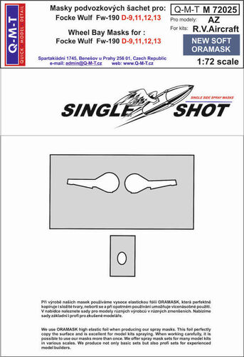 Quick Model Details M72025 Focke-Wulf Fw-190 D-9 / D-11 / D-12 / D-13 - wheel bay paint masks (for AZ Models and R.V.Models kits)