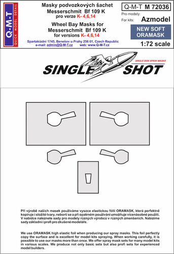 Quick Model Details M72036 Messerschmitt Bf-109 K-4 / K-6 / K-14 - wheel bay paint masks (for AZ Models kits)