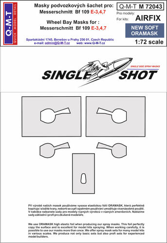 Quick Model Details M72043 Messerschmitt Bf-109 E-3 / E-4 / E-7 - wheel bay paint masks (for Airfix kits)