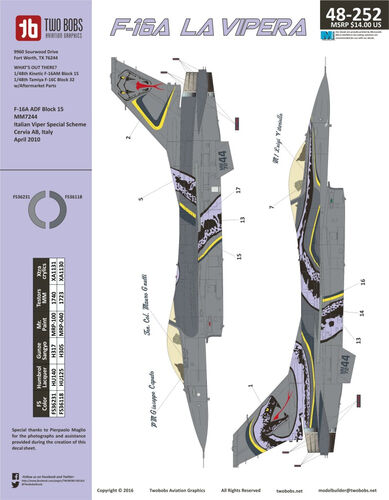 Two Bobs 48252 General Dynamics F-16 A/ADF La Vipera (for Kinetic kits)