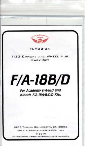 Flying Leathernecks M32-24 McDonnell Douglas F/A-18 A/B/C/D Hornet - canopy and wheel hub paint mask (for Academy / Kinetic kits)