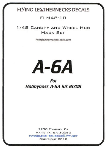 Flying Leathernecks M48-10 Grumman A-6 A Intruder - Canopy and Wheel Hub Mask Set (for Hobby Boss kits)
