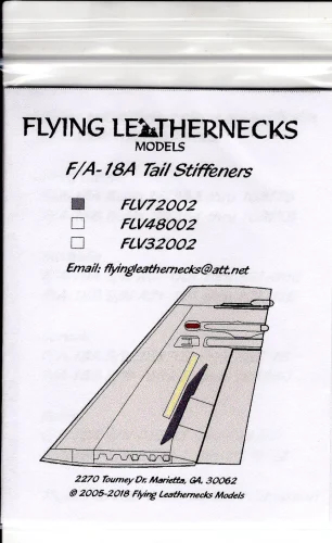 Flying Leathernecks V72002 McDonnell Douglas F/A-18 A - Vertical Tail Strengthening Plates (for Academy and Hasegawa kits))