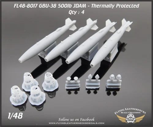 Flying Leathernecks 48-8017 GBU-38 Thermally Protected 500lb JDAM - 3D-Printed (4 pcs)