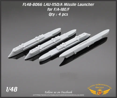 Flying Leathernecks 48-8066 LAU-115D/A Missile Launcher for F/A-18 E/F Super Hornet (3D-Printed, 4 pcs)