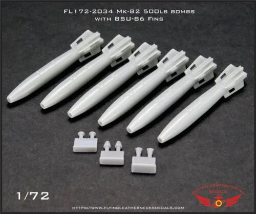 Flying Leathernecks 172-2034 Mk-82 500lb bomb with BSU-86 retarded fins 3D-Printed (6 pcs)