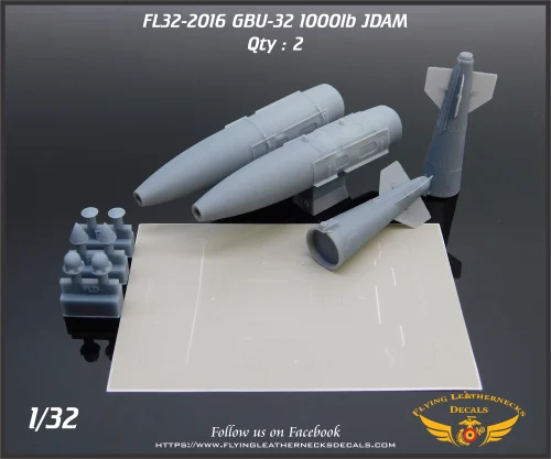 Flying Leathernecks 32-2016 GBU-32 1000lb JDAM - 3D-Printed (2 pcs)