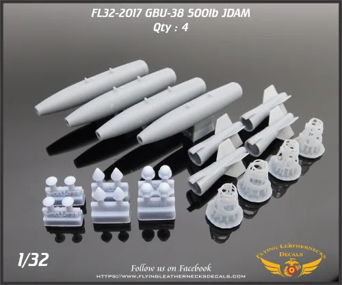 Flying Leathernecks 32-2017 GBU-38 500lb JDAM Non-thermally protected - 3D-Printed (4 pcs)