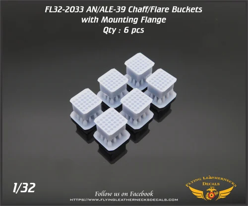Flying Leathernecks 32-2033 AN/ALE-39 Chaff/Flare buckets with flange - 3D-Printed (6 pcs)