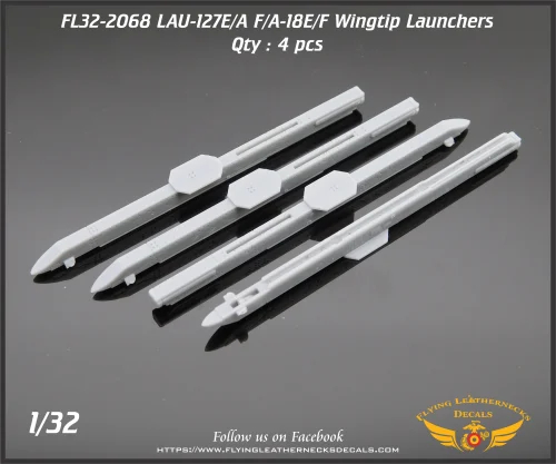 Flying Leathernecks 32-2068 LAU-127E/A Wingtip Missile Launcher for F/A-18 E/F Super Hornet - 3D-Printed