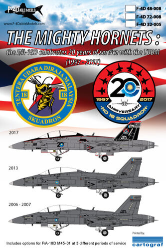 F-4dable Models F4D32-005 McDonnell Douglas F/A-18 D Hornet - 20 years of service with the Royal Malaysian Air Force