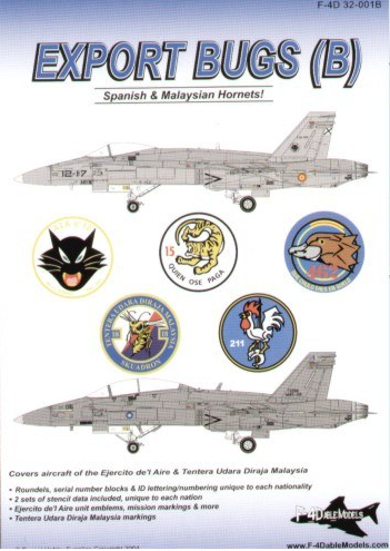 F-4dable Models F4D32-001B McDonnell-Douglas F/A-18 C/D Hornets - Spanish Air Force and Malaysian Air Force