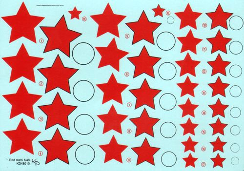 KV Models D48010 Soviet National Insignia Red Stars - type 3 (two sheets)