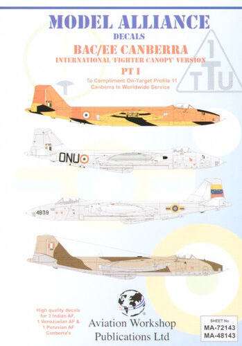 Model Alliance 48143 BAC/EE Canberra Part 1 - B(1)58 `Fighter Canopy' versions in Foreign Service (5 schemes)