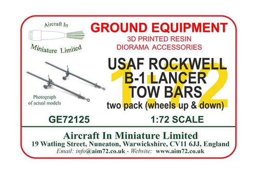 Aircraft In Miniature Ltd GE72125 Rockwell B-1 Lancer - Towbars (2 pcs, wheels up and wheels down) (for Airfix, Monogram and Revell kits)