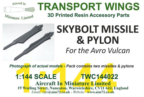 Aircraft In Miniature Ltd TWC144022 Douglas Skybolt Missile and Pylon Conversion (for Great Wall Hobby and Trumpeter Avro Vulcan B.2 kits)