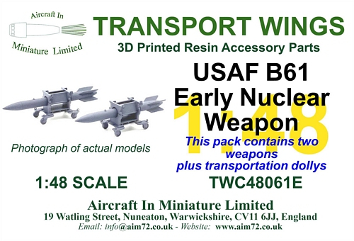Aircraft In Miniature Ltd TWC48061E US B61 early - Cold War Nuclear Weapon (2 pcs)