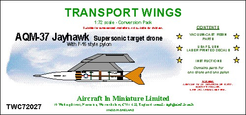 Aircraft In Miniature Ltd TWC72027 Beechcraft AQM-37 Jayhawk supersonic target drone