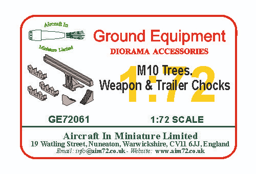 Aircraft In Miniature Ltd GE72061 M10 Trees, Weapons & Wheels Chock Accessory Set