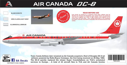 8aDecs 7909-843-144-B50 Air Canada Douglas DC-8 B 50 Series
