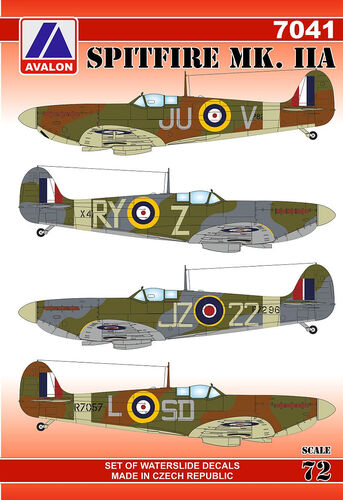 Avalon 7041 Supermarine Spitfire Mk.IIA (8 schemes)