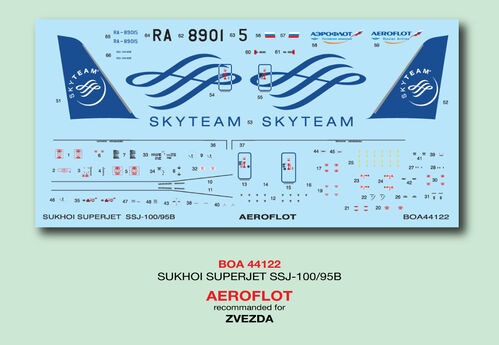 BOA Decals 144122 Sukhoi Superjet 100-95B Aerofłot (for Zvezda kits)