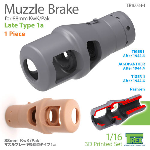T-Rex Studio 16034-1 Muzzle Brake For 88mm KwK/Pak Late Type 1a (1 Piece)