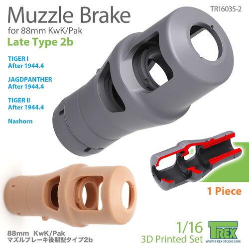 T-Rex Studio 16035-2 Muzzle Brake For 88mm KwK/Pak Late Type 2b (1 Piece)