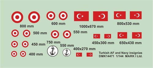 Mark I Decals DMK14471 Turkish Air Force and Navy Insignia (2 sheets)