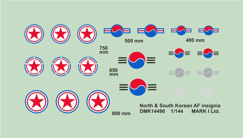 Mark I Decals DMK14490 North and South Korean Air Force Insignia (2 sheets)