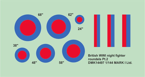 Mark I Decals DMK14497 British WWI Night Fighter Roundels Part 2 (2 sheets)