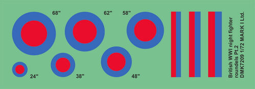 Mark I Decals DMK7209 British WWI Night Fighter Roundels Part 2 (2 sheets)