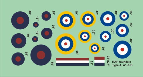 Mark I Decals DMK14404 RAF roundels Type A, A1, B (2 sheets)