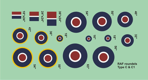 Mark I Decals DMK14405 RAF roundels Type C, C1 (2 sheets)