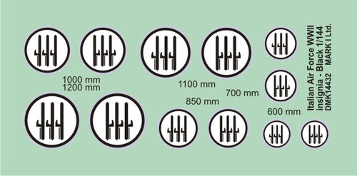 Mark I Decals DMK14432 Italian Air Force WWII Black&White Insignia (2 sheets)