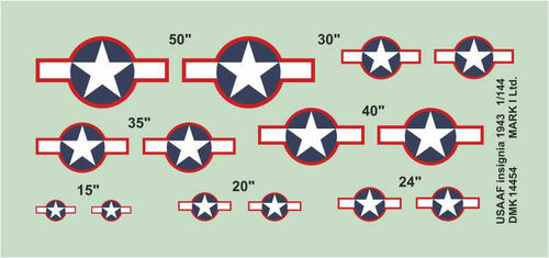 Mark I Decals DMK14454 USAAF Insignia - 1943 (2 sheets)