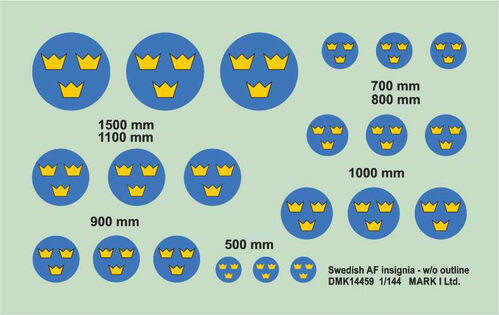 Mark I Decals DMK14459 Swedish Air Force Insignia – Without Outline (2 sheets)